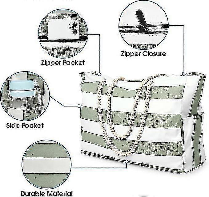 Beach Bag, Swimming Bag, Waterproof Beach Bag, Large With Zip, Swimming ...