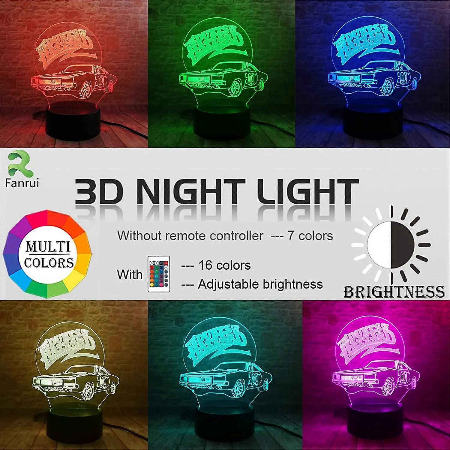 Wekity 3D Lamp 01 AUTO The Dukes of Hazzard General Lee Car Night Light ...