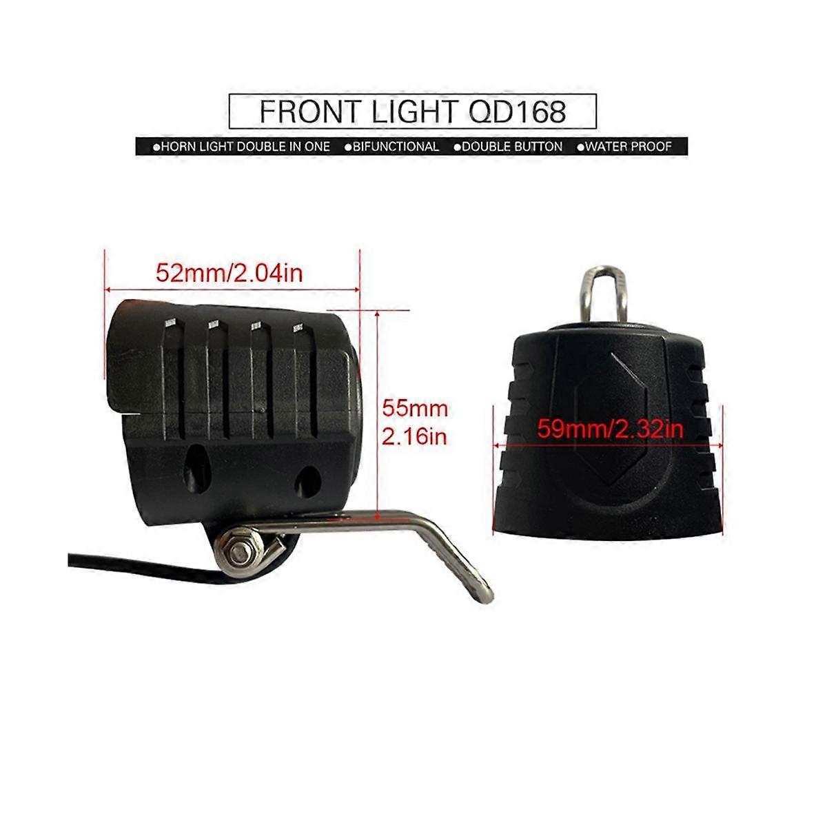 Electric Bicycle 24/36/48V/60V Headlight Front Tail Rear Warning Light ...