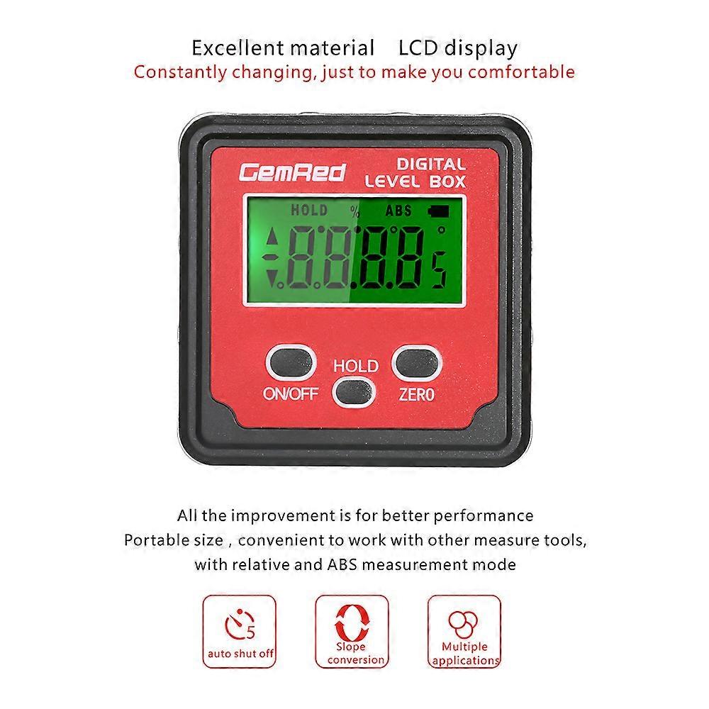 GemRed Level Box Angle Gauge Digital Angle Finder Inclinometer Level ...