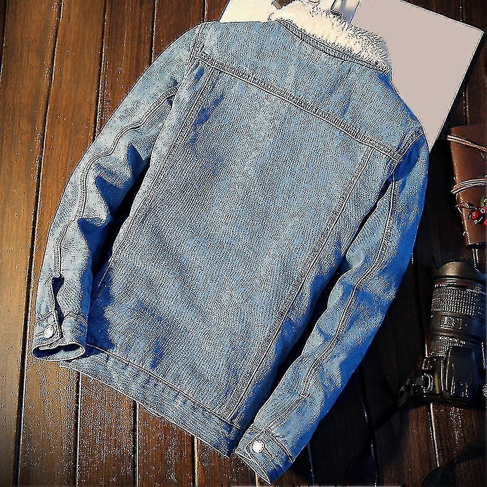 Men Winter Autumn Jacket Denim Inner Fleece Thicken Winter Jeans Jacket ...