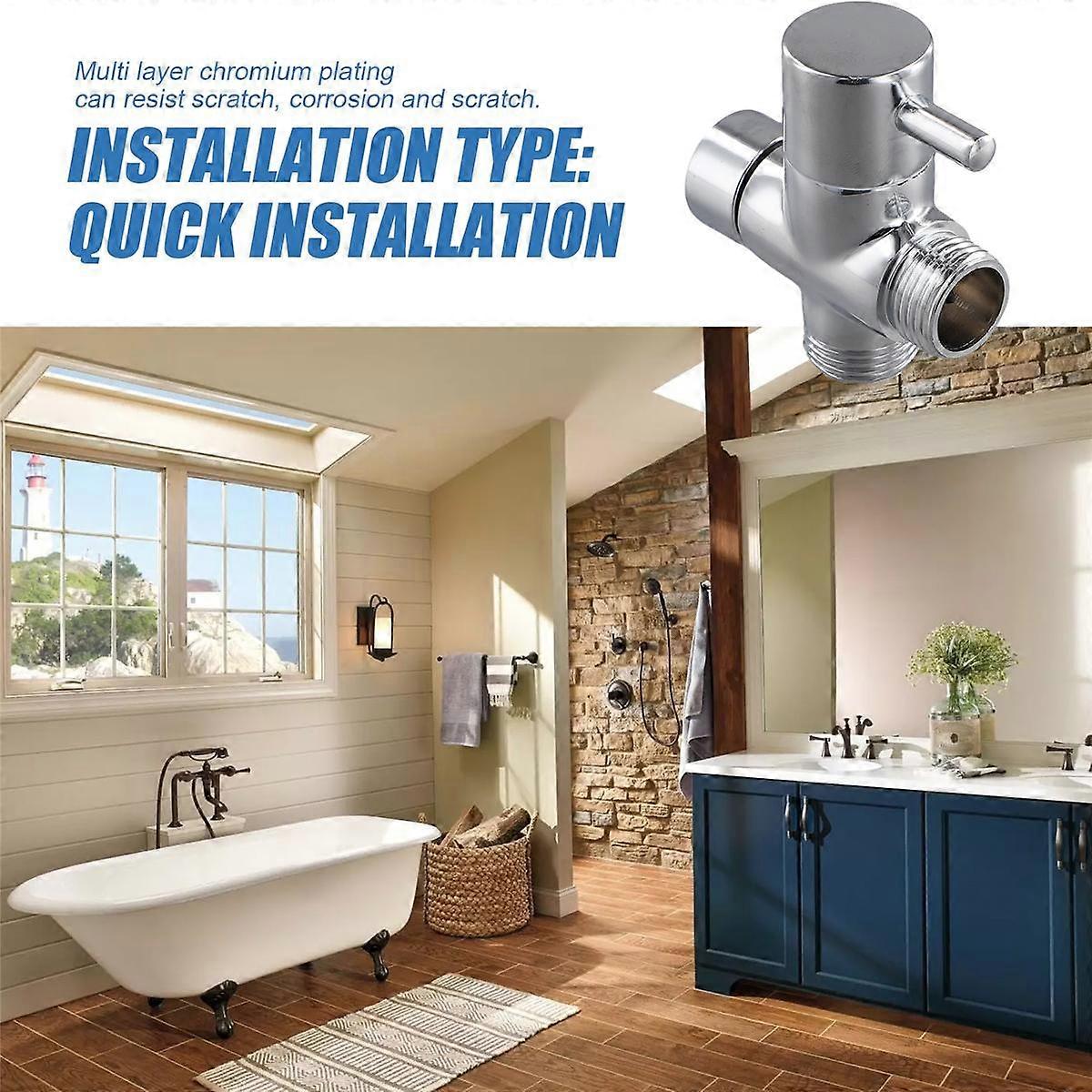 Brass Metal Shower Arm Diverter Valve 3 Way Water Separator 20mm Shower ...