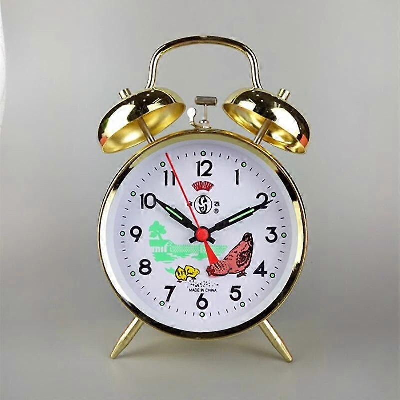 Mechanical Clockwork Alarm Clock Vintage Chicken Eating Rice Metal ...