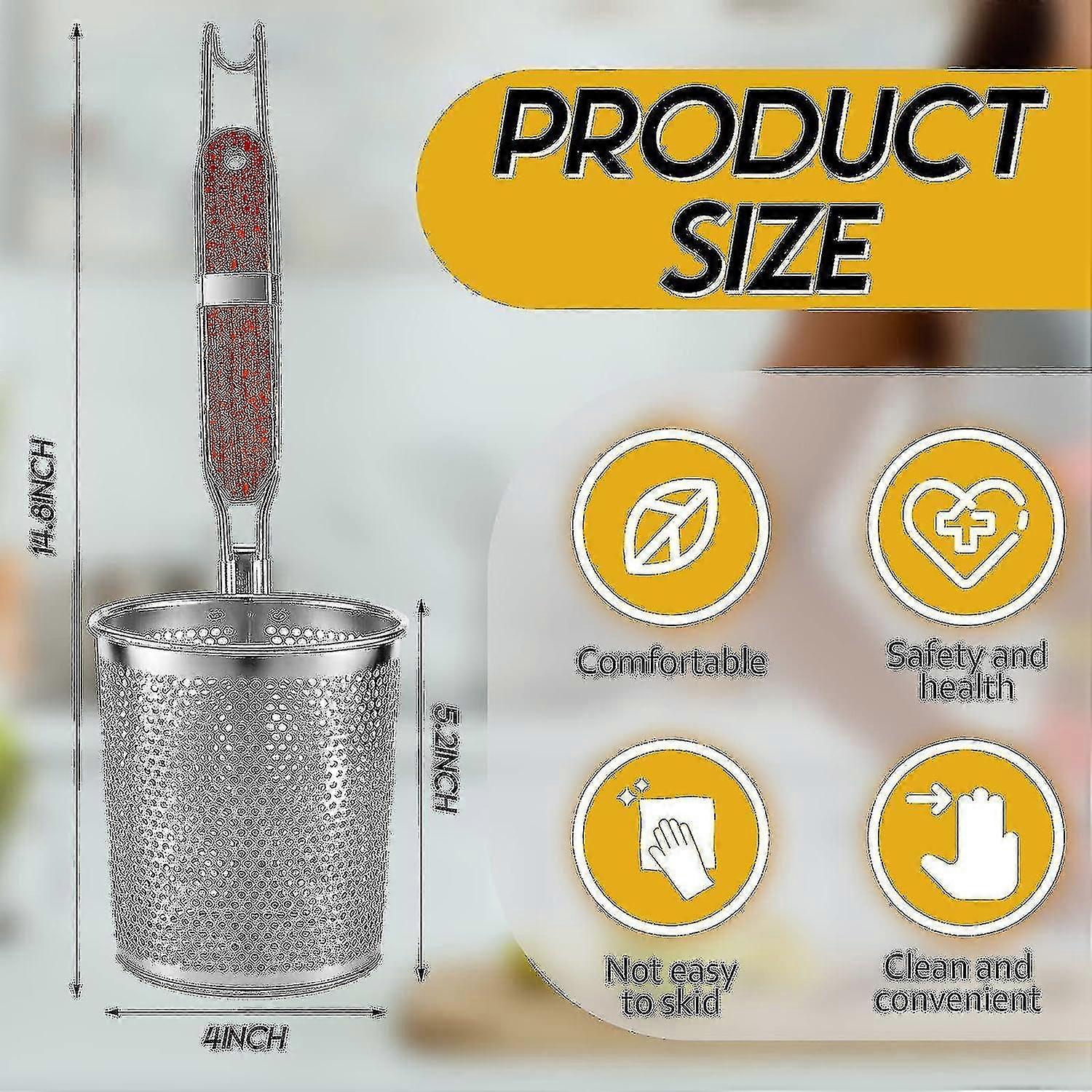 4 Pcs Pasta Cooker Stainless Steel Pasta Basket With Wood Handle ...