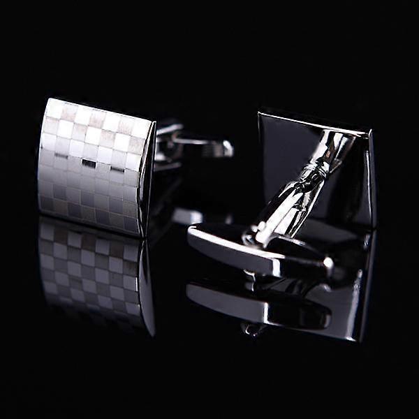 Mens Silver Square Checkerboard Cufflinks | Fruugo UK