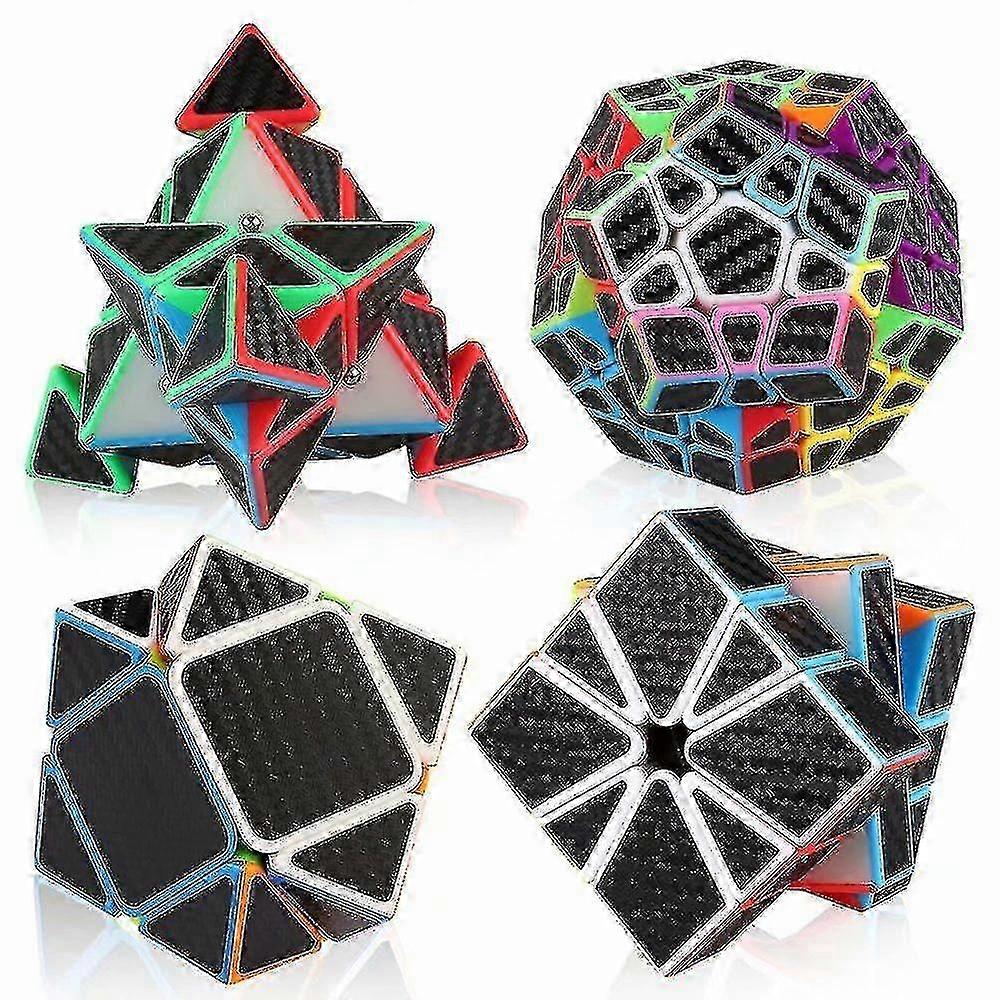 Carbon Fiber Speed Cube Set 3x3 Pyramid Megaminx 3x3x3 Skewb Square-1 Speed Cube Bundle Pack ...