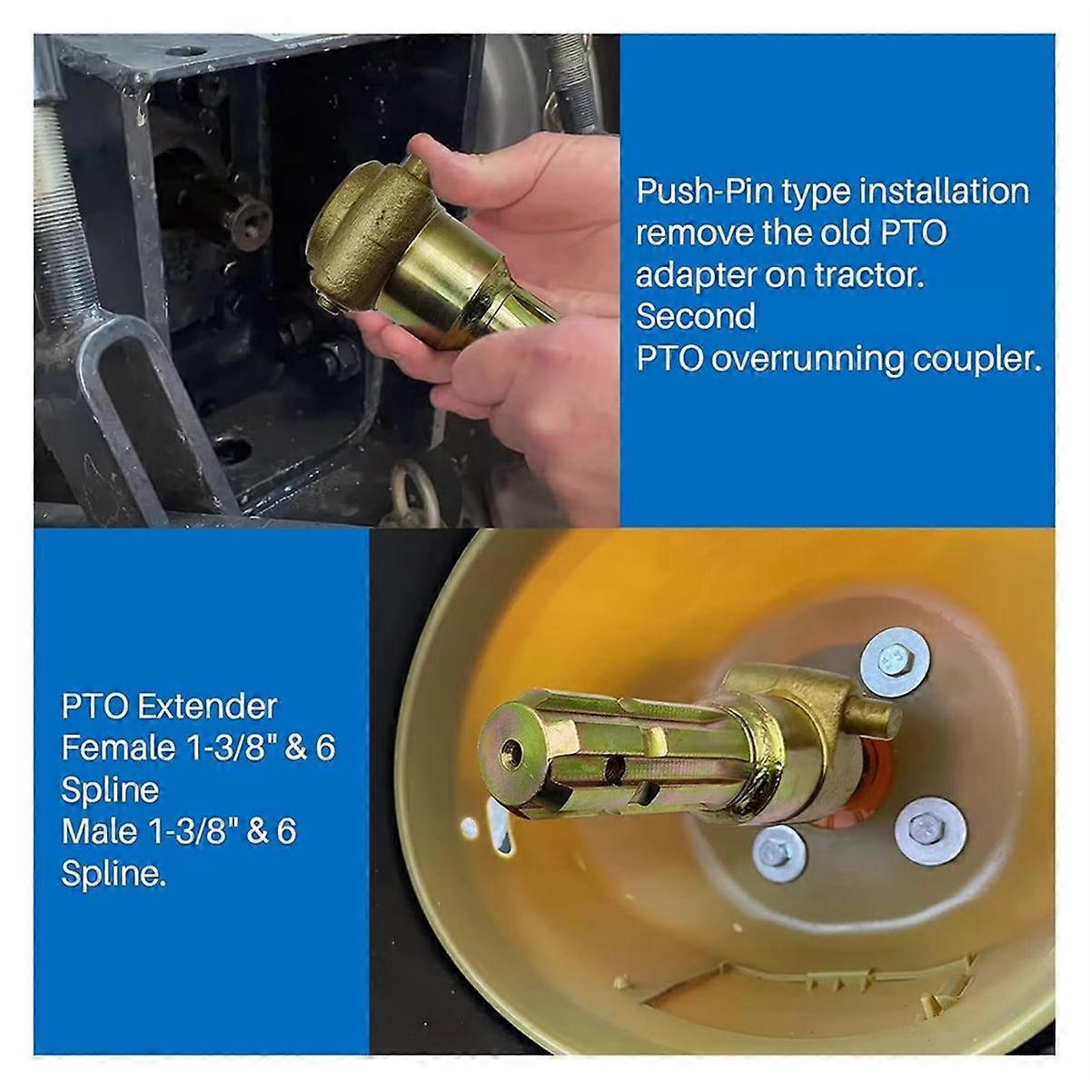 PTO Adapter Female 1 3/8in 6 Spline PTO Extender Up to 70HP Tractor 6 ...