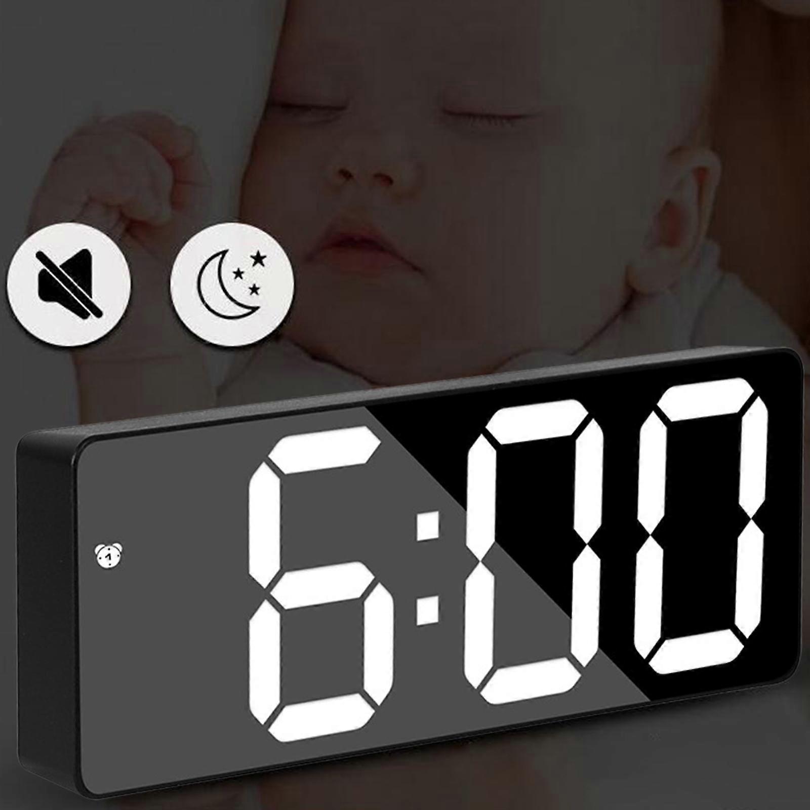 Alarm Clock Snooze Large Display Electronic Desktop Black face white ...