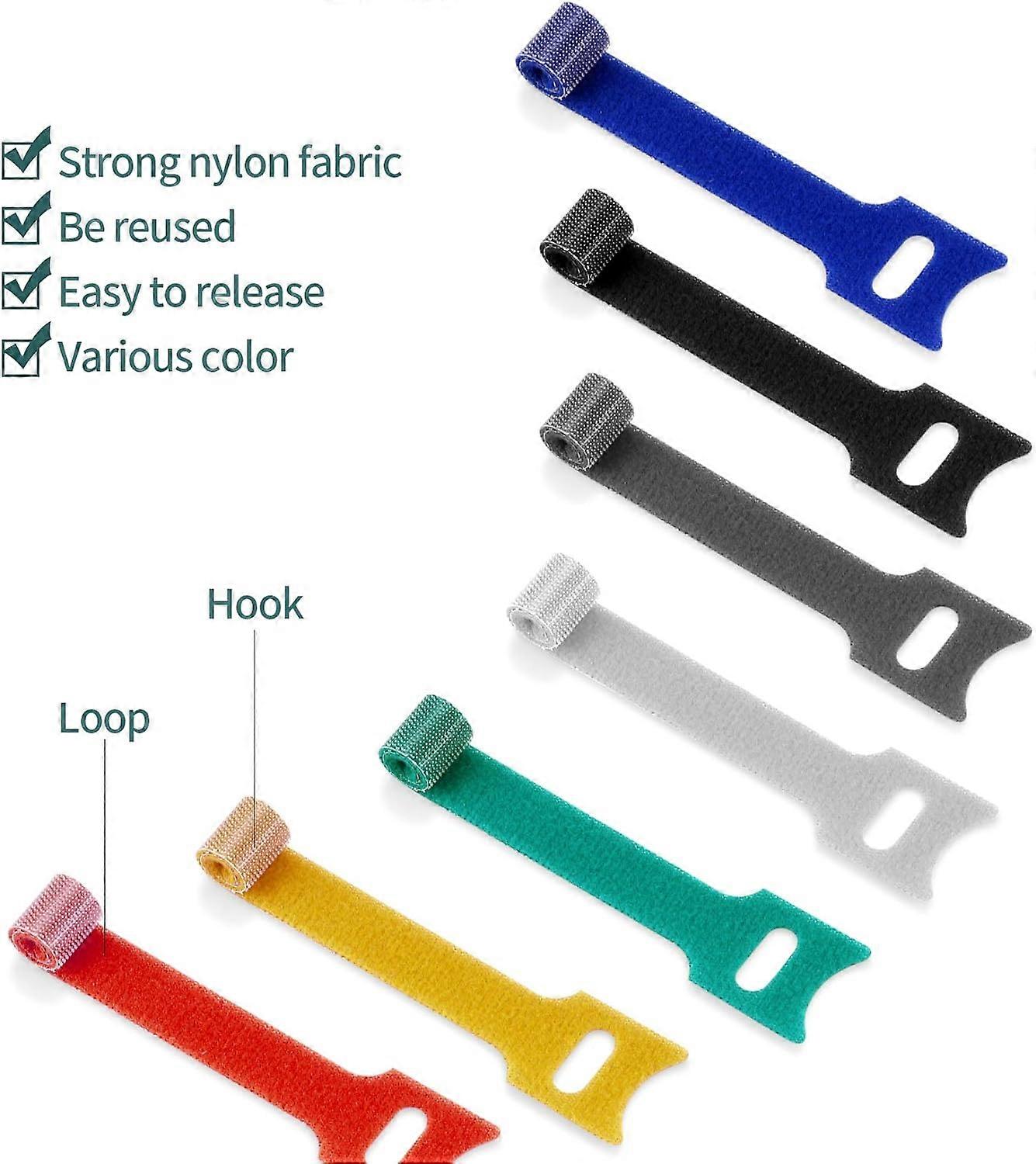70 Pieces Reusable Cable Strap, SEMAket Nylon Cable Ties, Electrical Cable Ties with Hook and ...