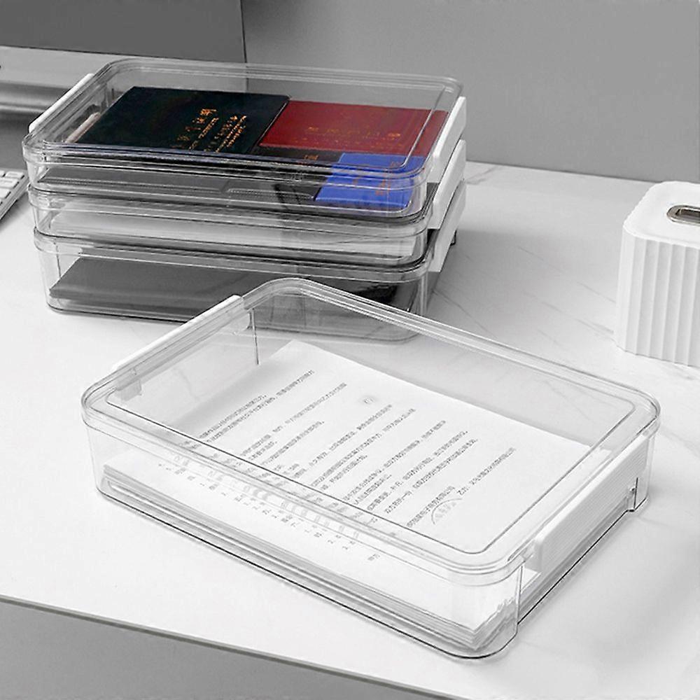 Plastic File Storage Box A4 Size Clear Stackable Organizer Container ...