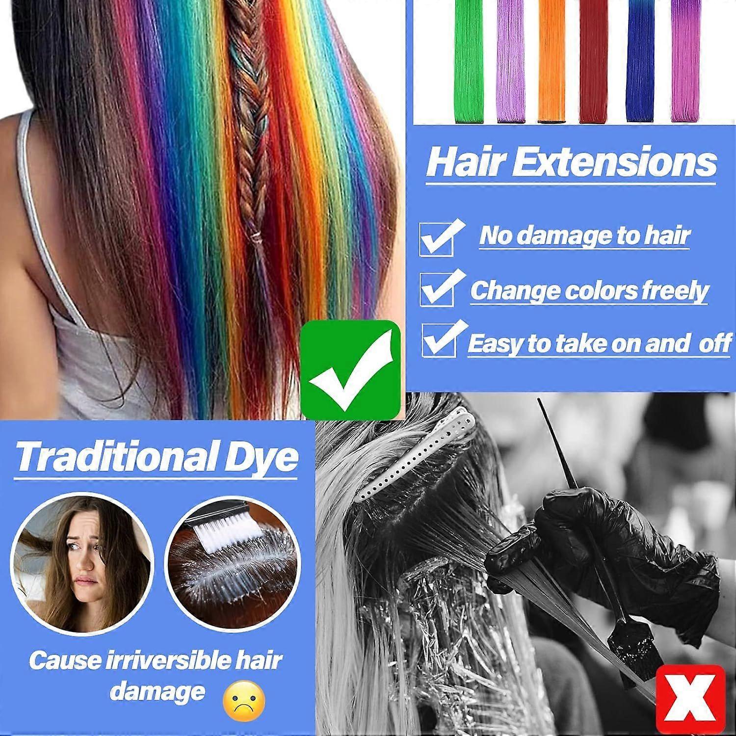 18Pcs Colored Hair Extensions Clips - Stylish Hairpieces for Women and ...