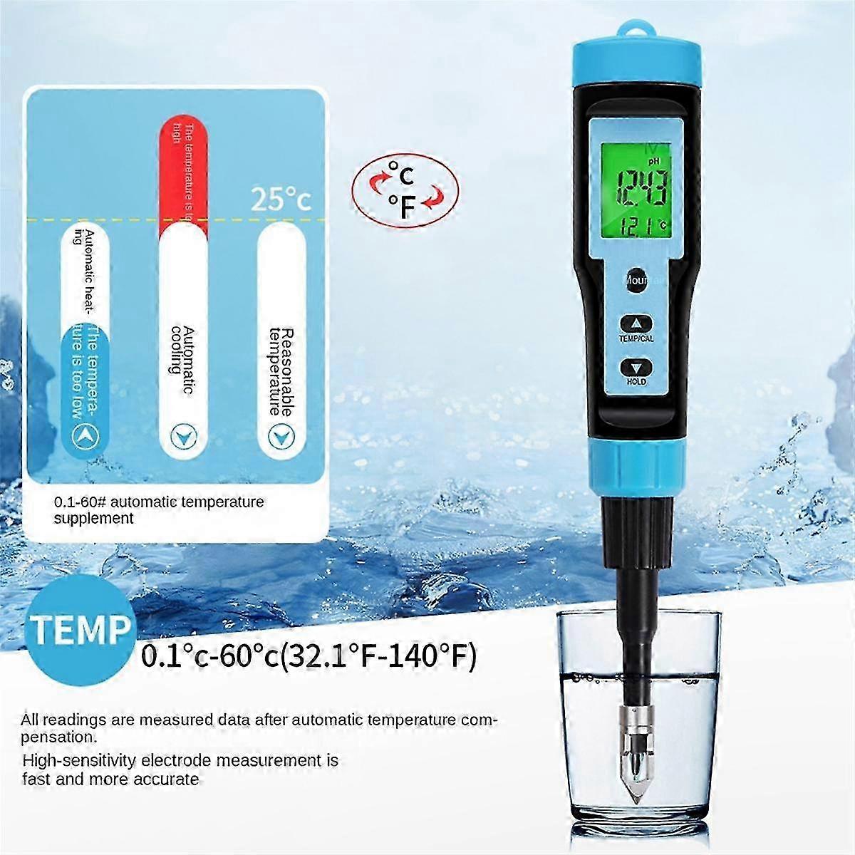 Food PH Meter 0.00-14.00PH High Accuracy Temp PH Tester Sensor Acidity ...