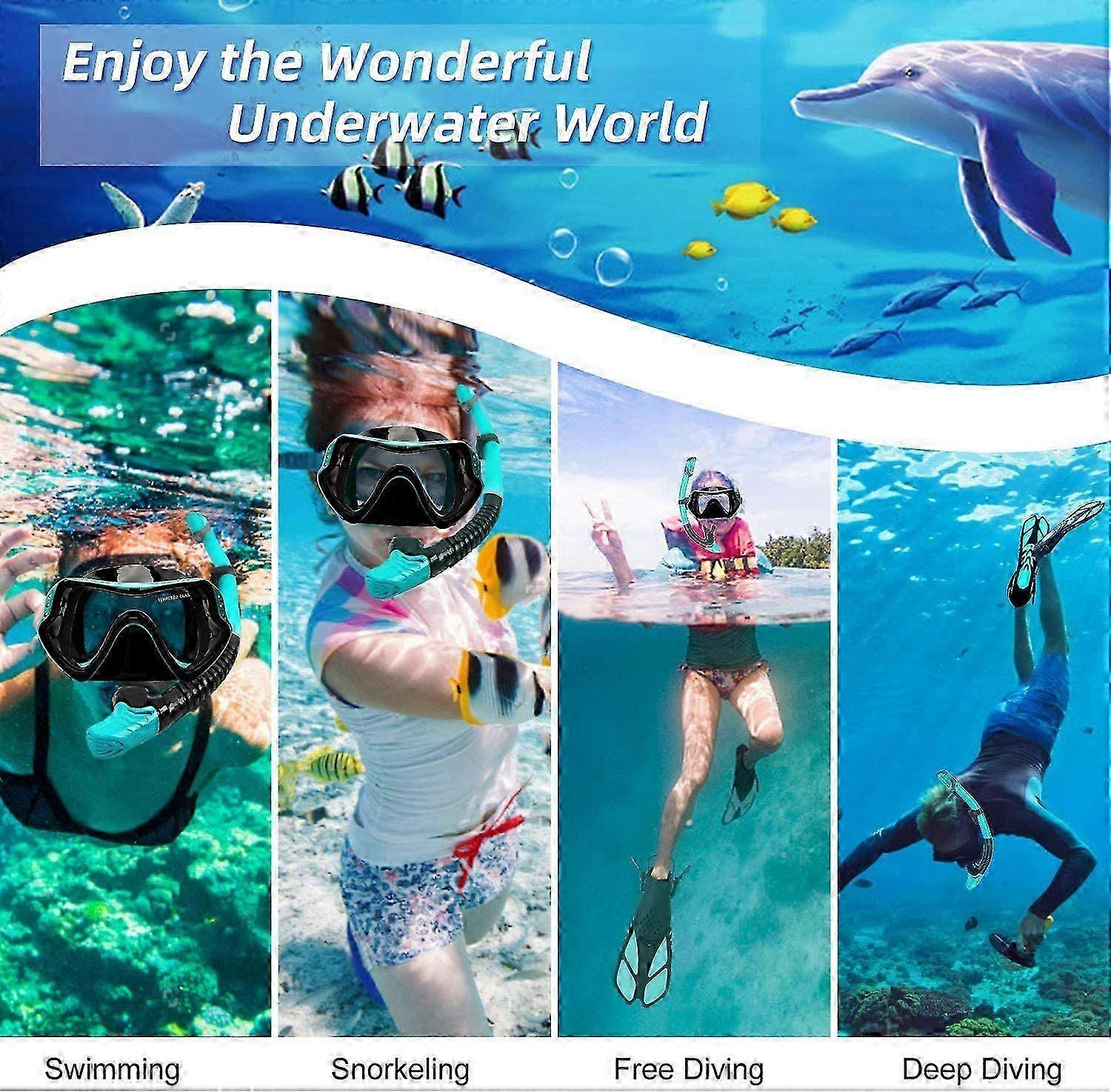 Mask Fin Snorkel Set, Travel Size Snorkeling Gear for Adults with ...