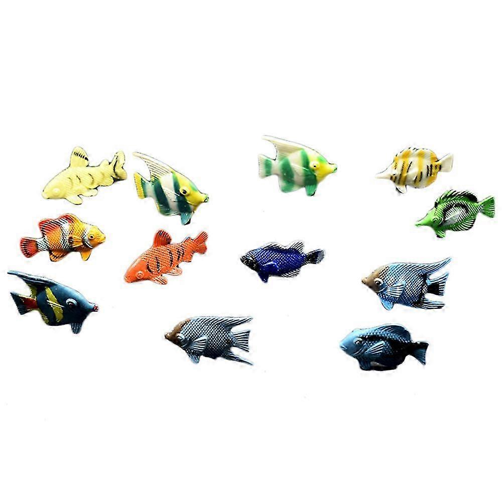 12 pcs Mini Tropical Ocean Fish Pet Figures Toy PVC Pool Fish Toy Early ...