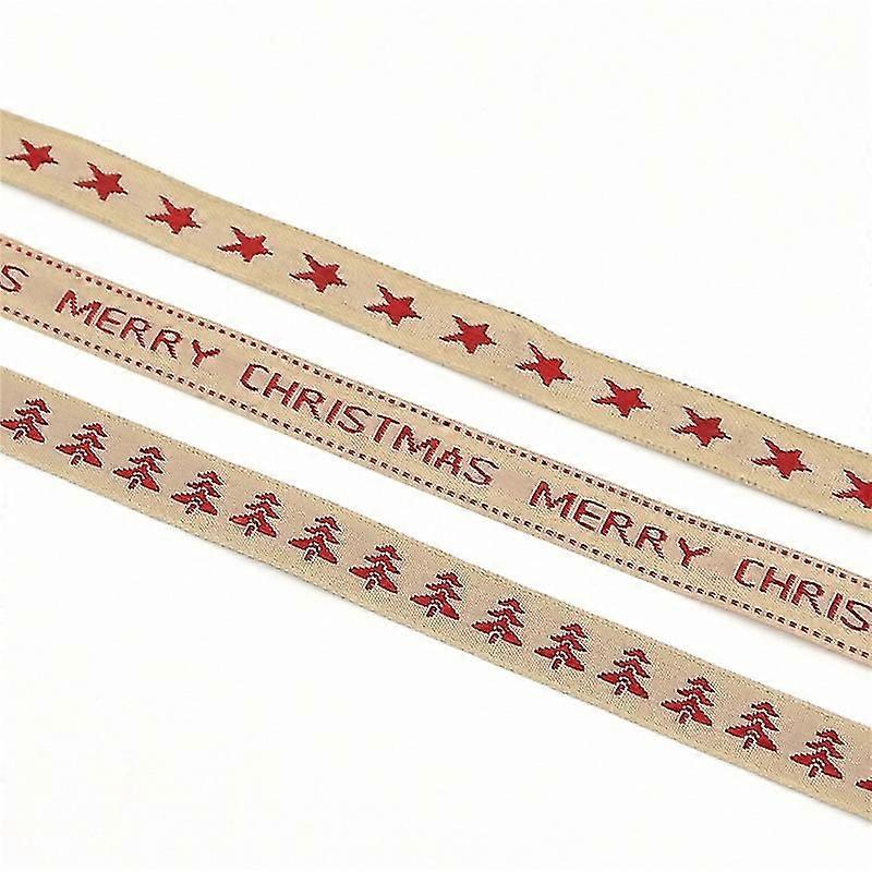 Christmas Ribbon 3 Rolls Christmas Tree Star Ribbons With The Words ...