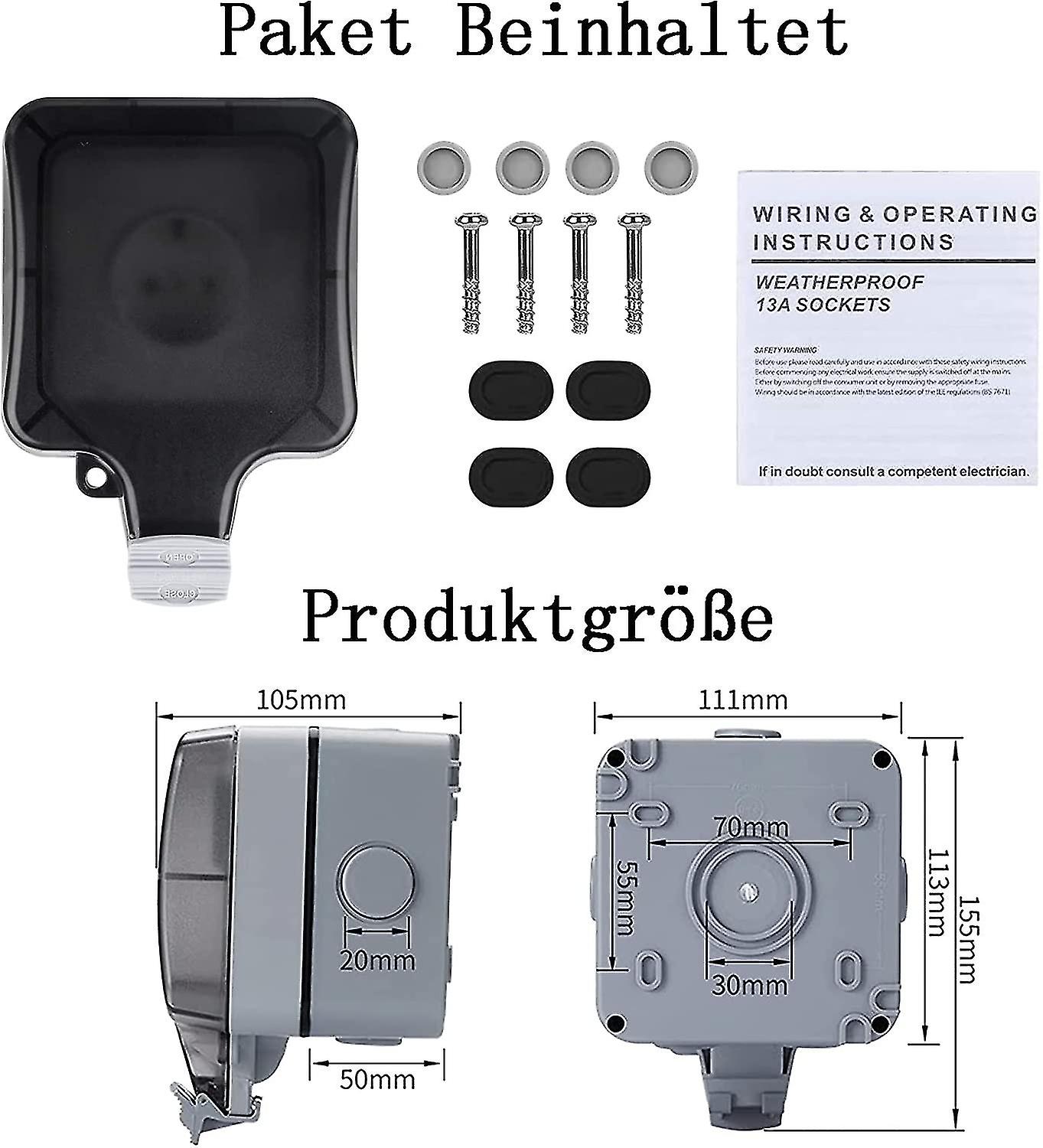 Outdoor Socket Outlet Surface-mounted, Ip66 Weatherproof Thickened Wall ...