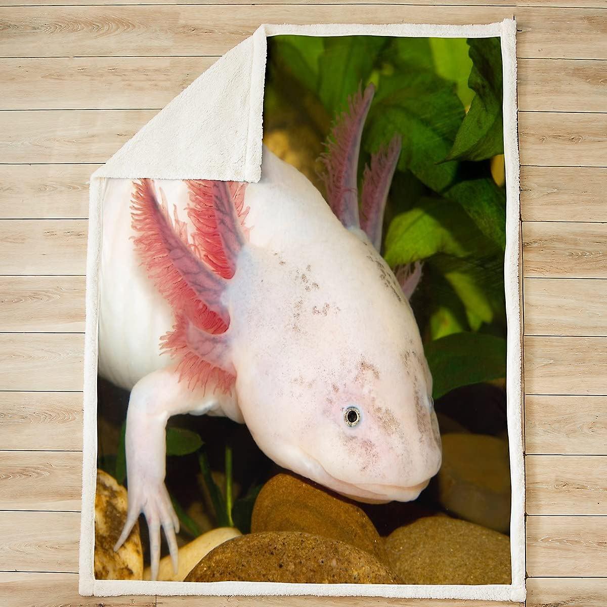 Kawaii Axolotl Sherpa Blanket D Animals Plush Blanket Cute Axolotl ...