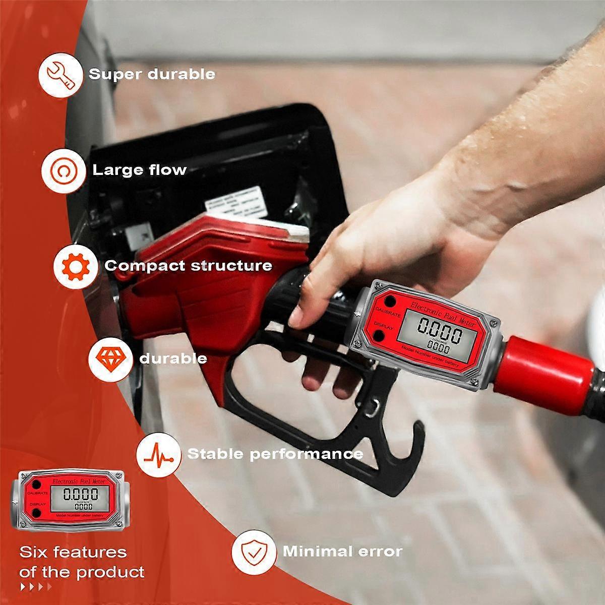 1 Inch Digital Turbine Flowmeter Digital LCD Display with NPT Counter Fuel Flowmeter for ...