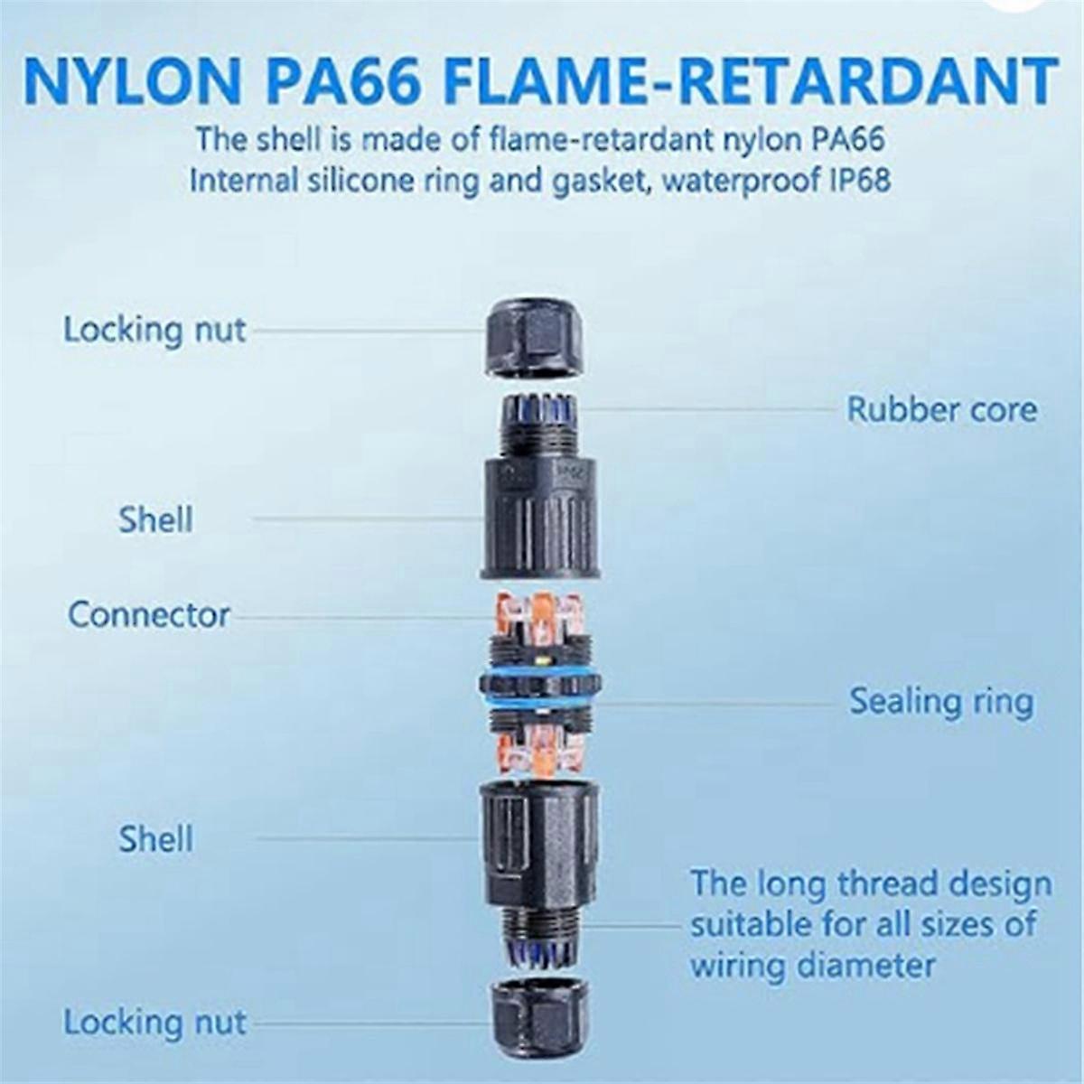 5PCS IP68 Waterproof Junction Box, Outdoor 5 Pin Cable Connector, for 3 ...