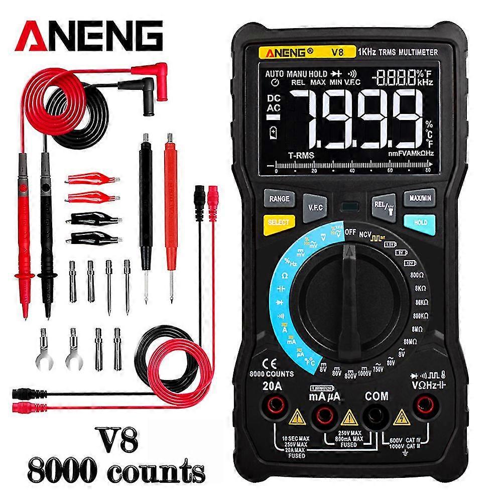 Aneng V8 Digital Multimeter Profesional True Rms 8000 Counts Transistor ...