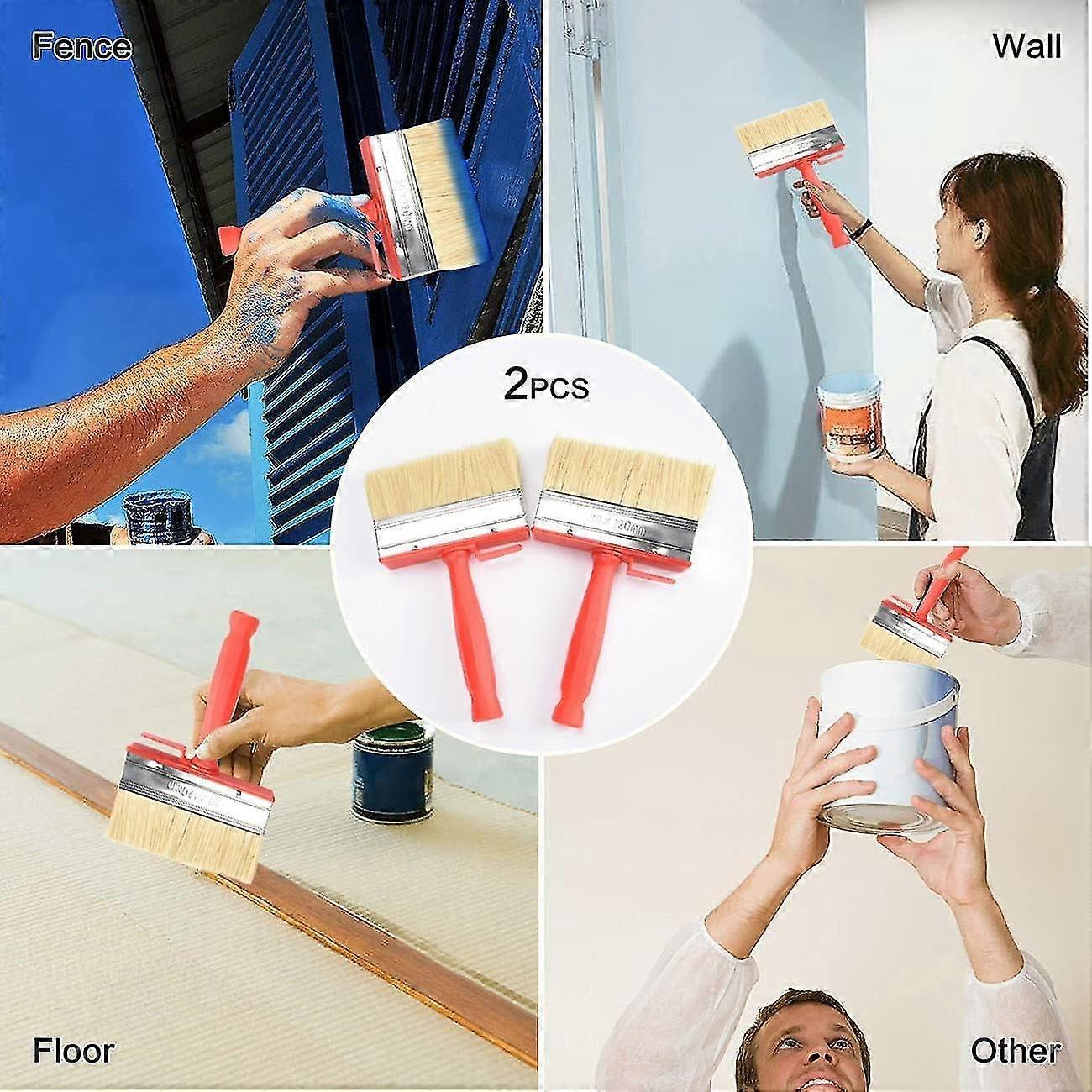 2 Pcs Wallpaper Paste Brush,large Masonry Paint Brush,fence Paint,paint ...