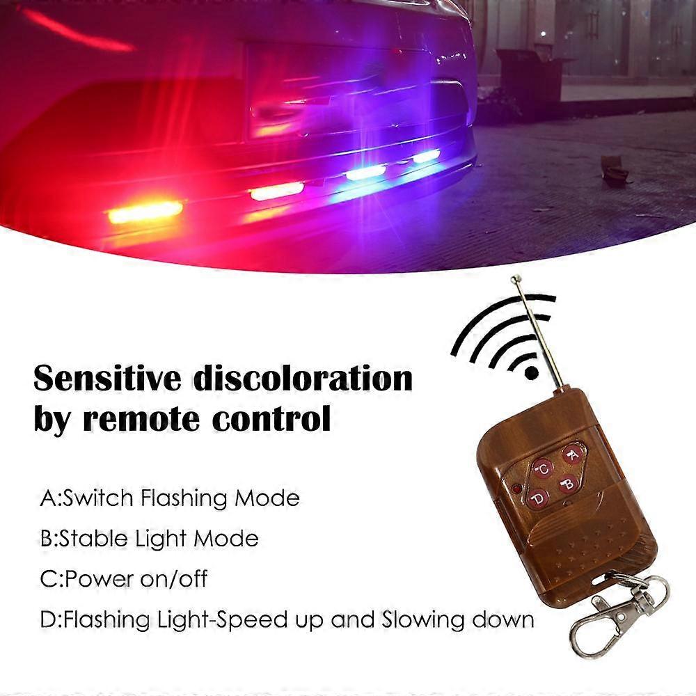 Grill Car LED Light Strobe Red Blue Emergency Remote Wireless Control ...