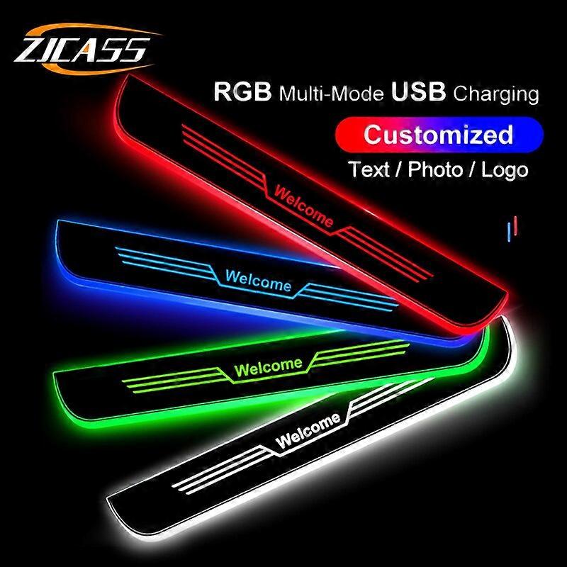 4/2 Pcs Customized Car Door Sill illuminated Light logo Projector Lamp ...