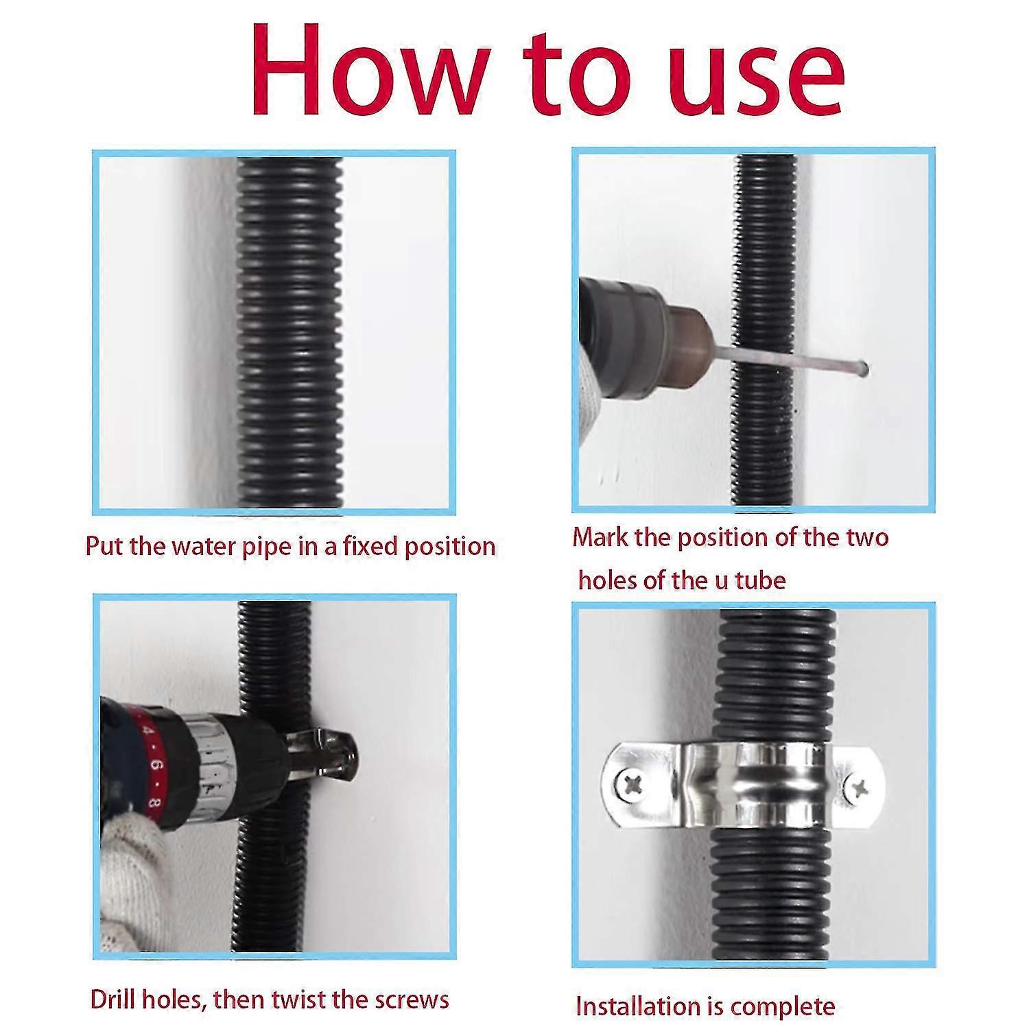 20mm 304 Stainless Steel U-tube Clamp Connecting Ring Pipe Clamp Card U ...