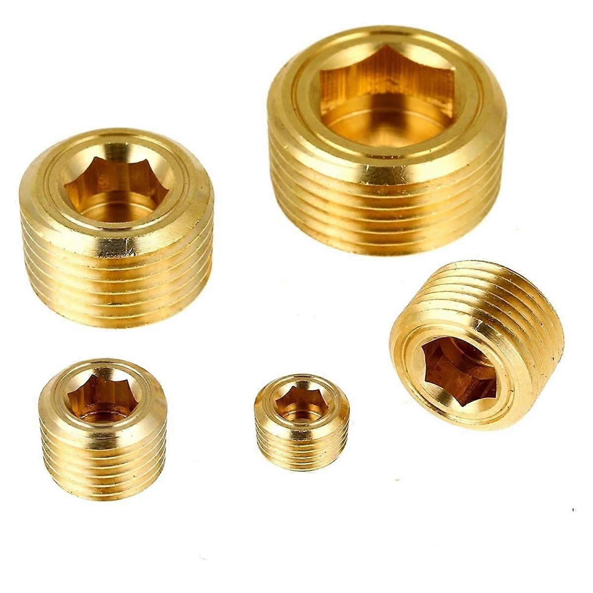 10 Piece Pipe Plug Socket Set Brass Pipe Plug Fittings Male Internal ...