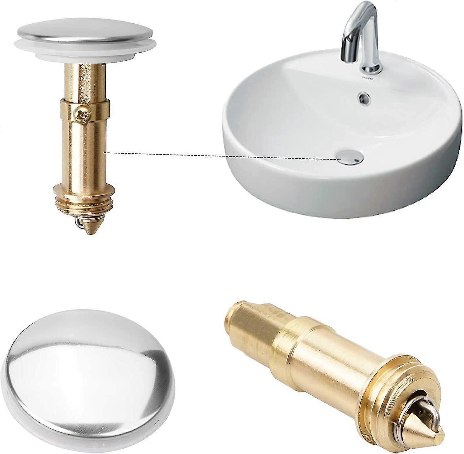 2 Pack Pop Up Push Button Drain Stopper 35mm Sink Plug, Push-in Type ...