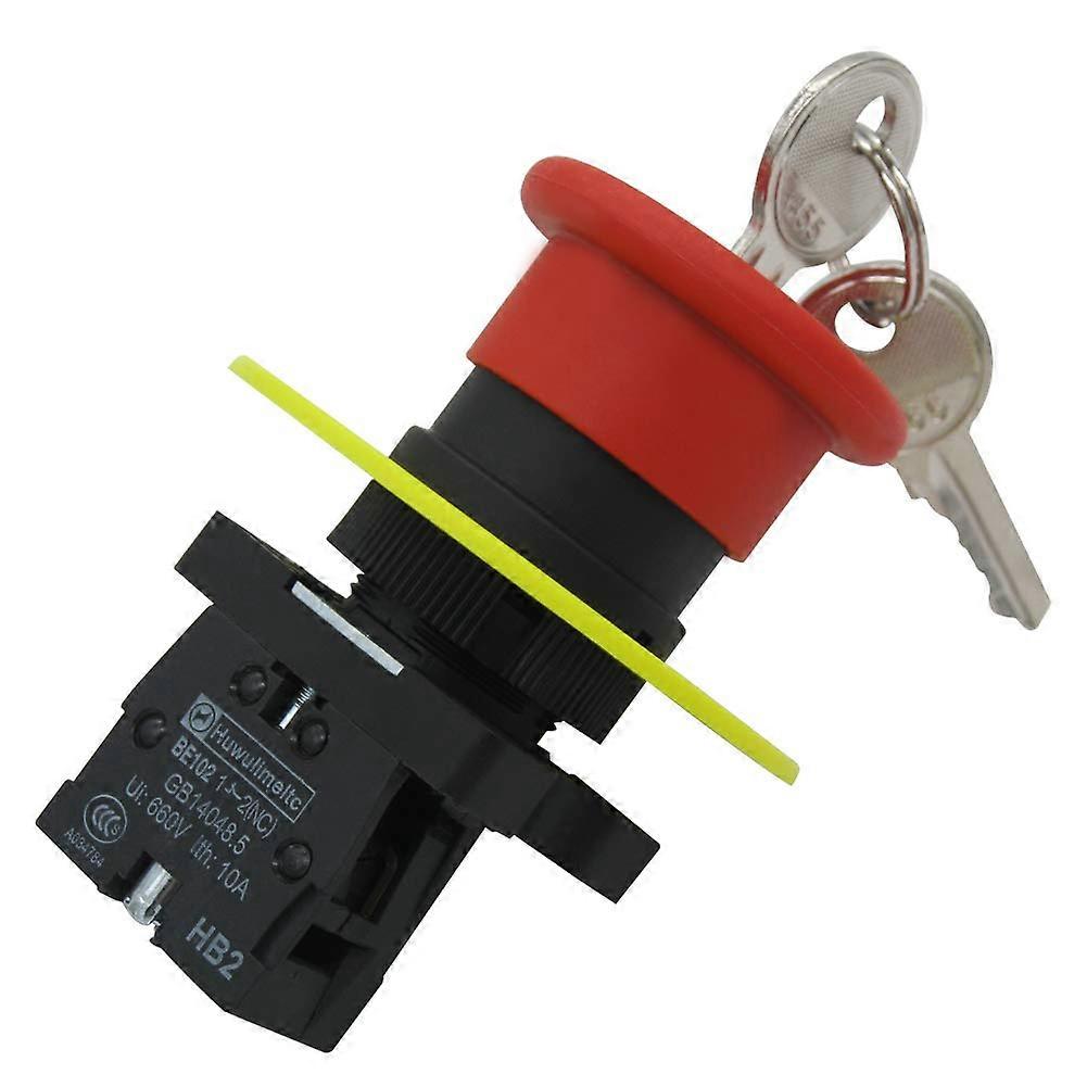 1NC Emergency Stop Switch 22 mm Red Mushroom Push Button Key Reset 10A ...