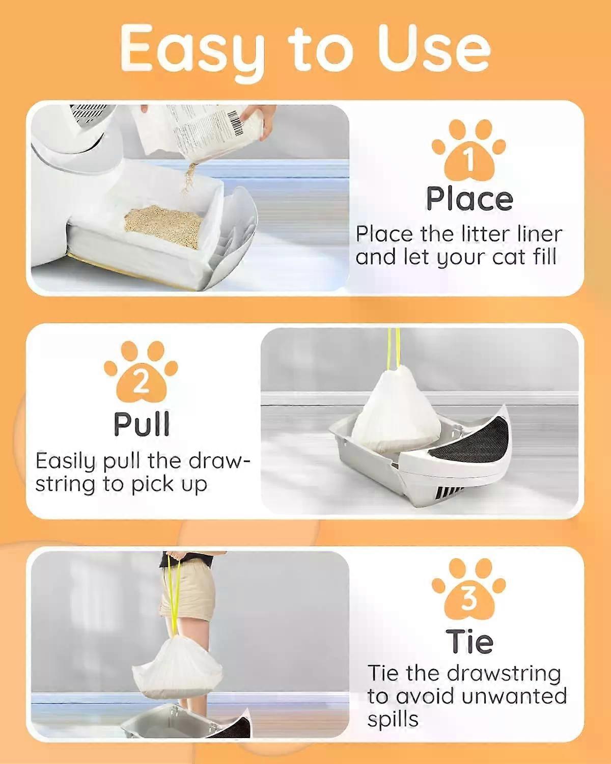 Drawstring Litter Box Liners, 37"X18" Cat Litter Bags Fit for Automatic ...