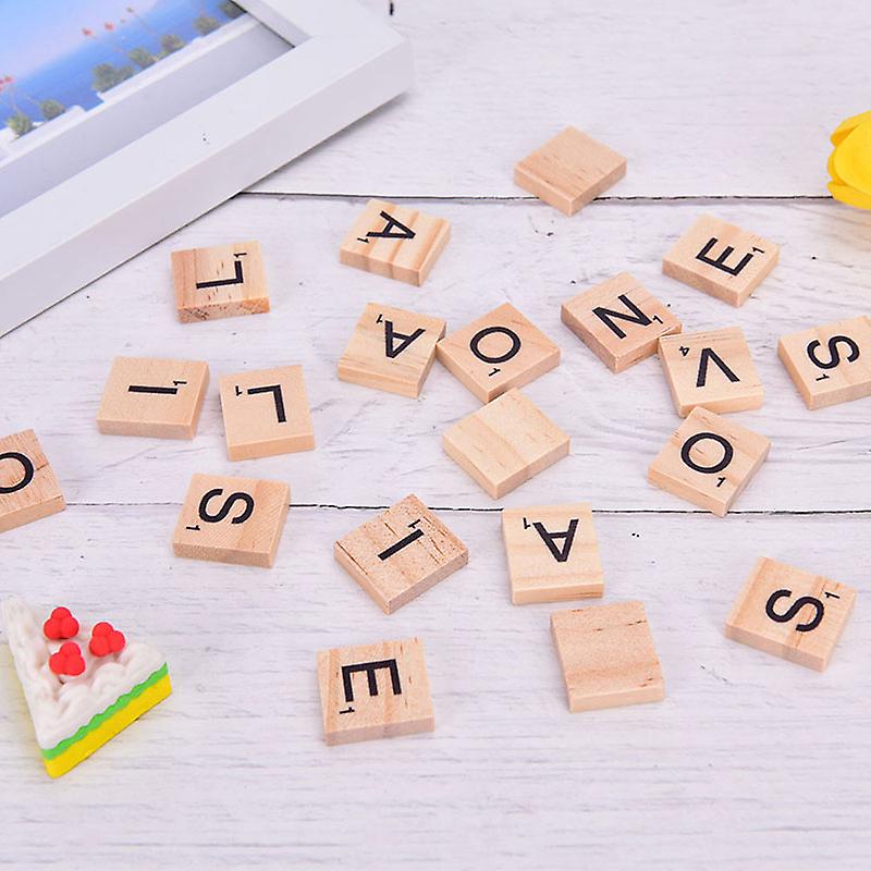 100pcs Wooden Alphabet Scrabble Tiles Black Letters & Numbers Digital ...