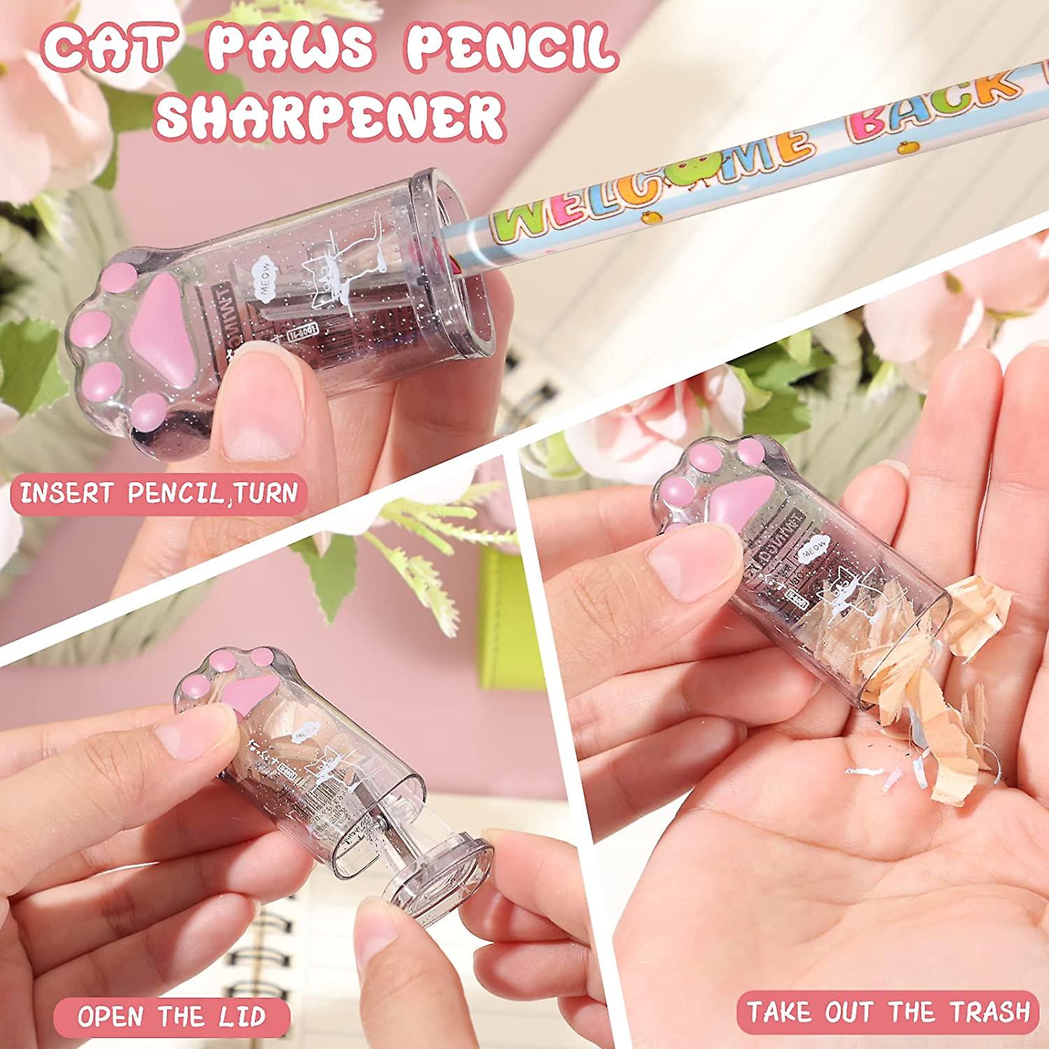 4 Pcs Cute Cat Paw Kawaii School Supplies Cute Cat Paw Pencil Sharpener ...