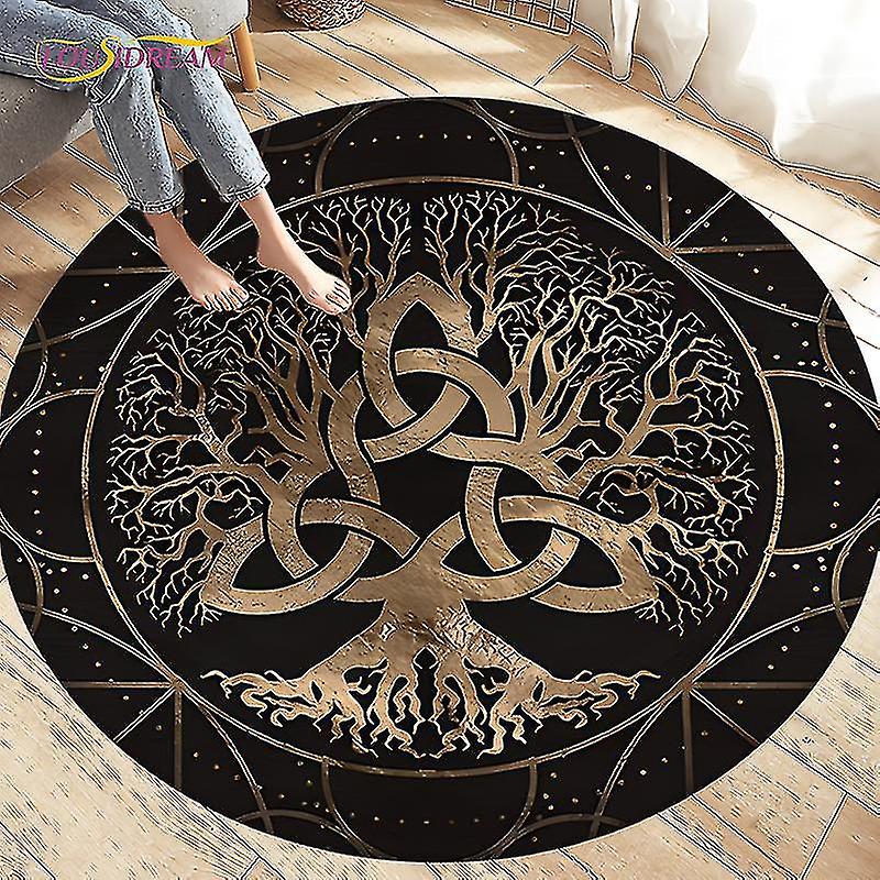 Viking Valknut Yggdrasil Tree Of Life Area Rug Round Carpets Rugs For ...