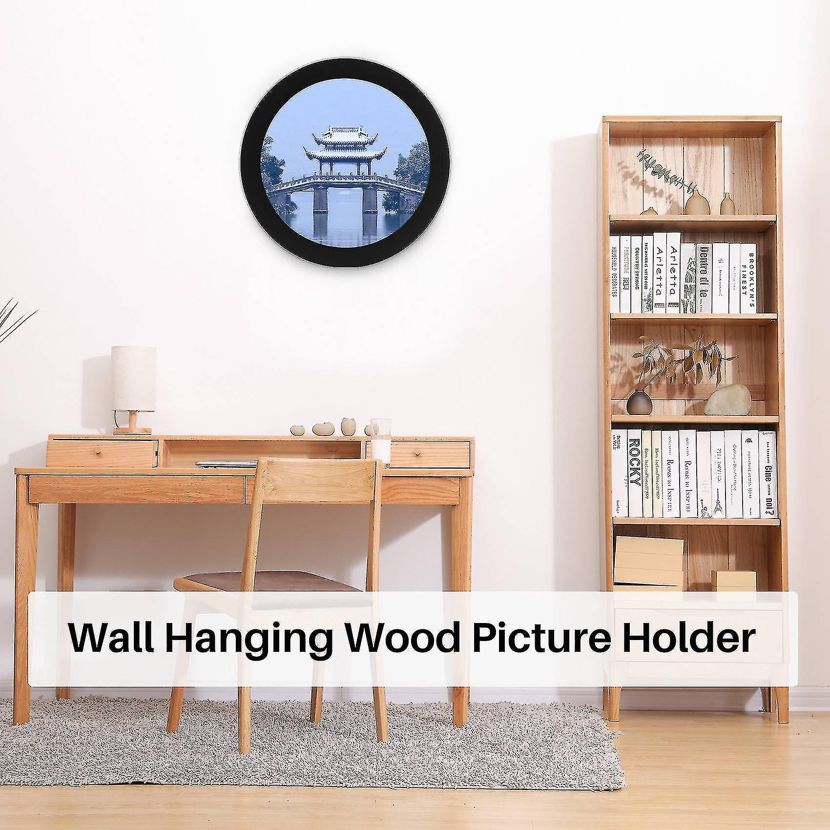 Round Wooden Picture Frames Gift Diy Wall Hanging Wood Picture Holder ...