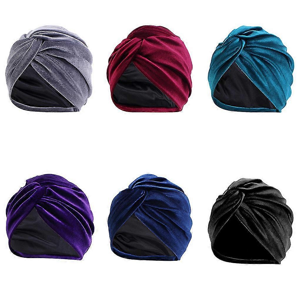 Solid Color Silk Satin Turban Wrap Night Sleep Cap Hair Head Cover Hat ...