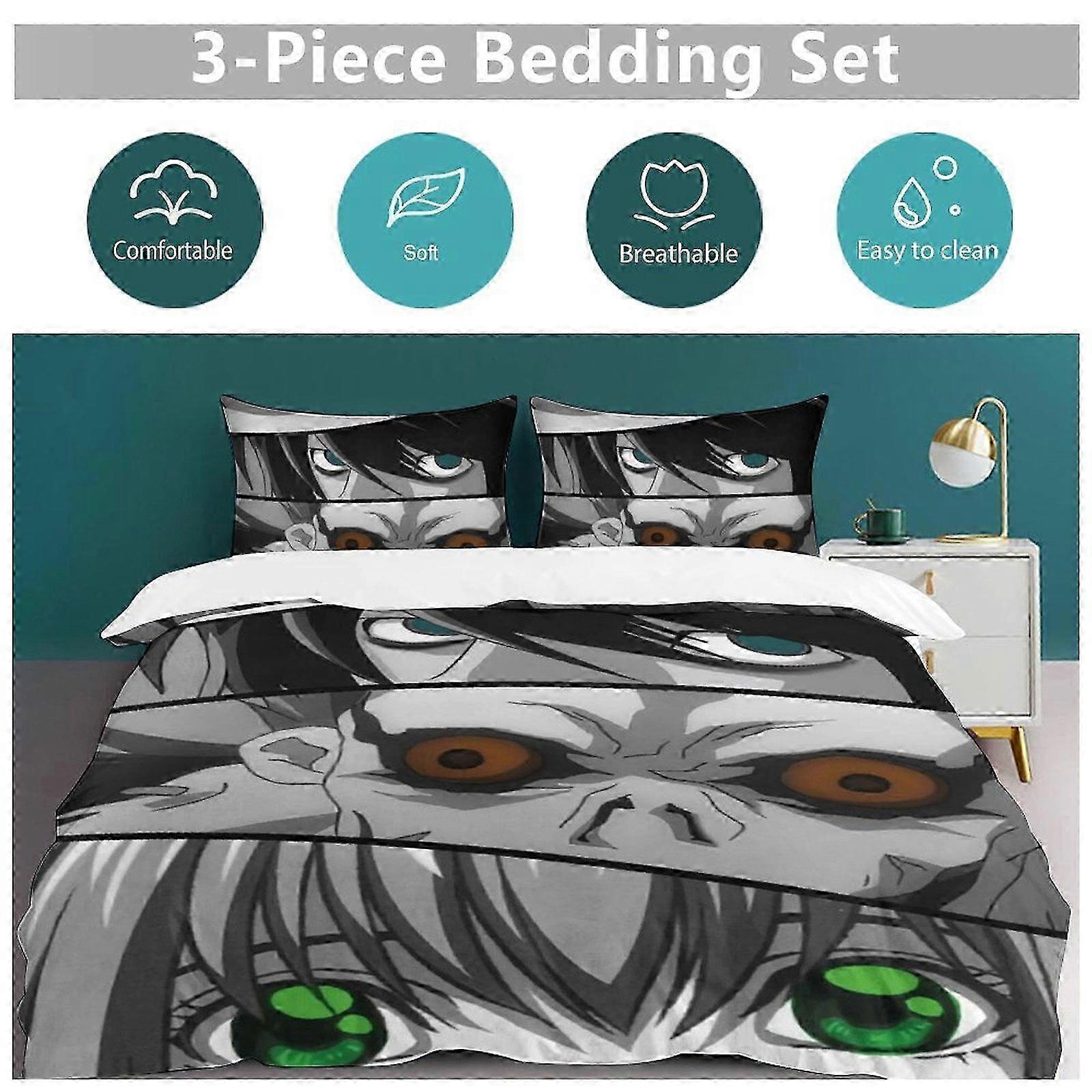 o875 Bed Sheets Death Note Anime Home Bed3-piece Set,Lightweight and ...