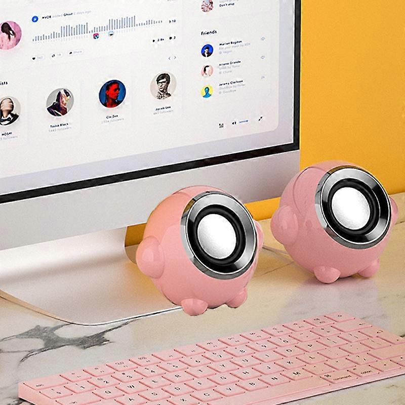 Pink Computer Speakers For PC Laptop Speakers USB 3.5mm Wired Music ...