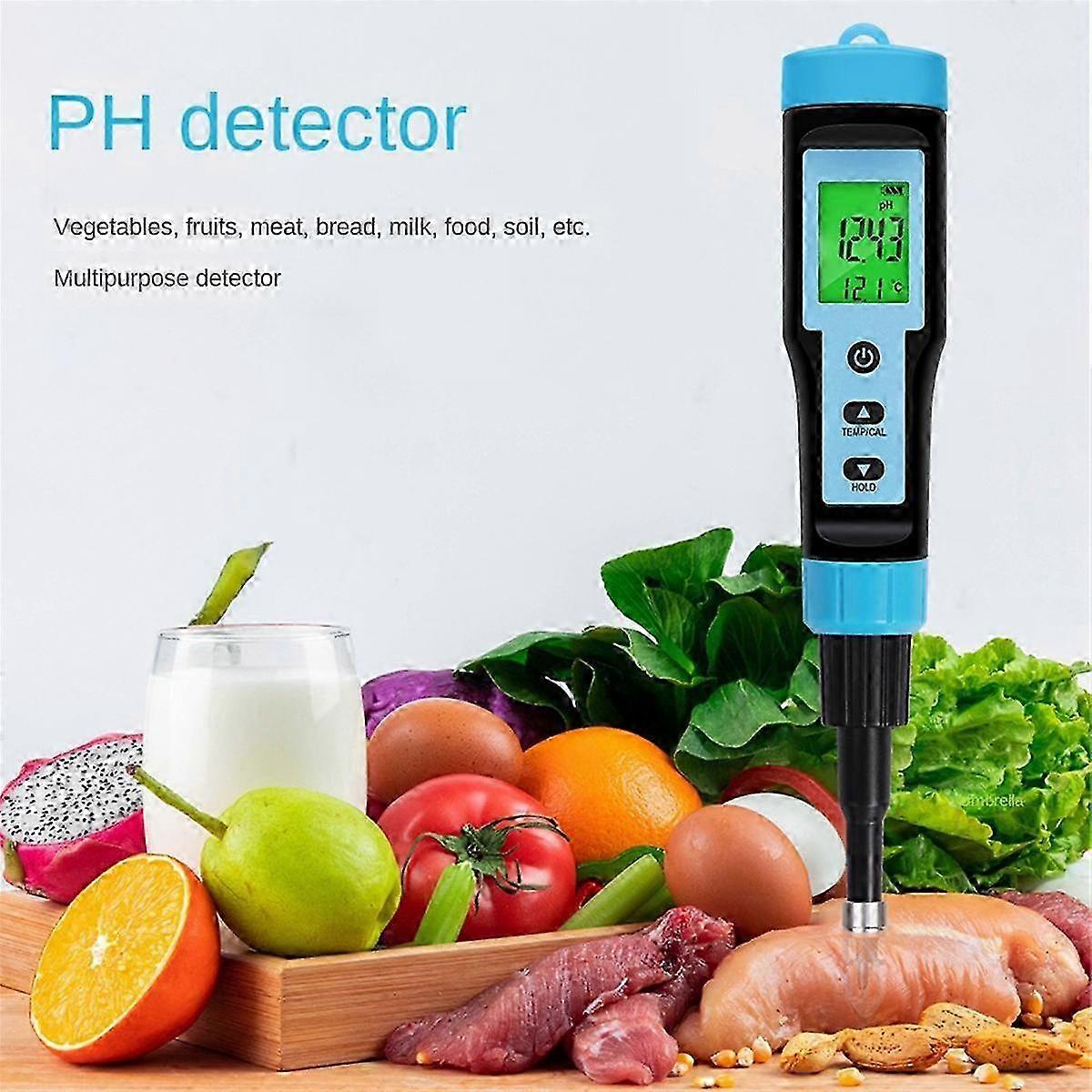 Food PH Meter 0.00-14.00PH High Accuracy Temp PH Tester Sensor Acidity ...