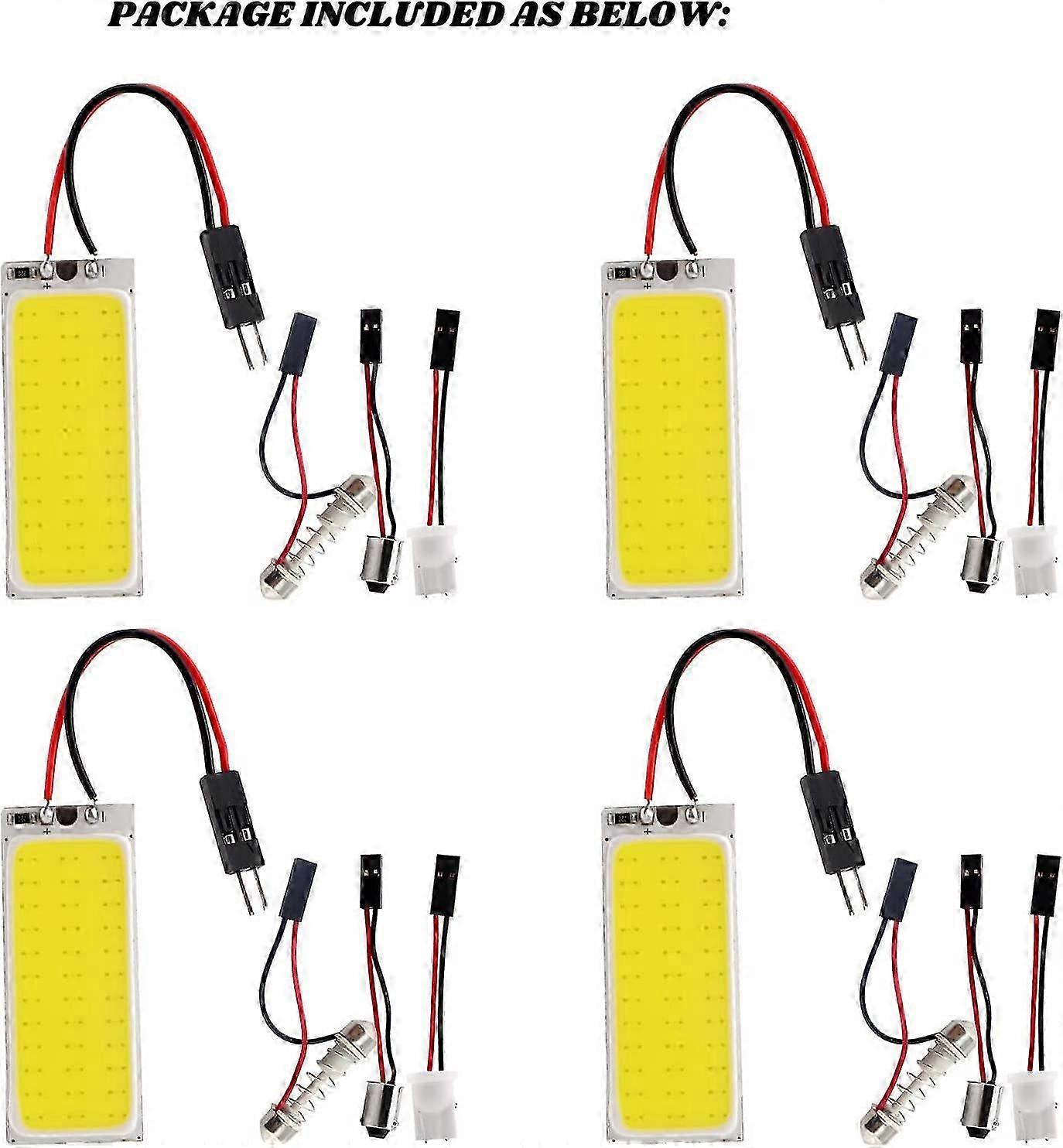 4 Pack White LED Panel Dome Lights, COB 36-SMD LED Interior Car Lights ...