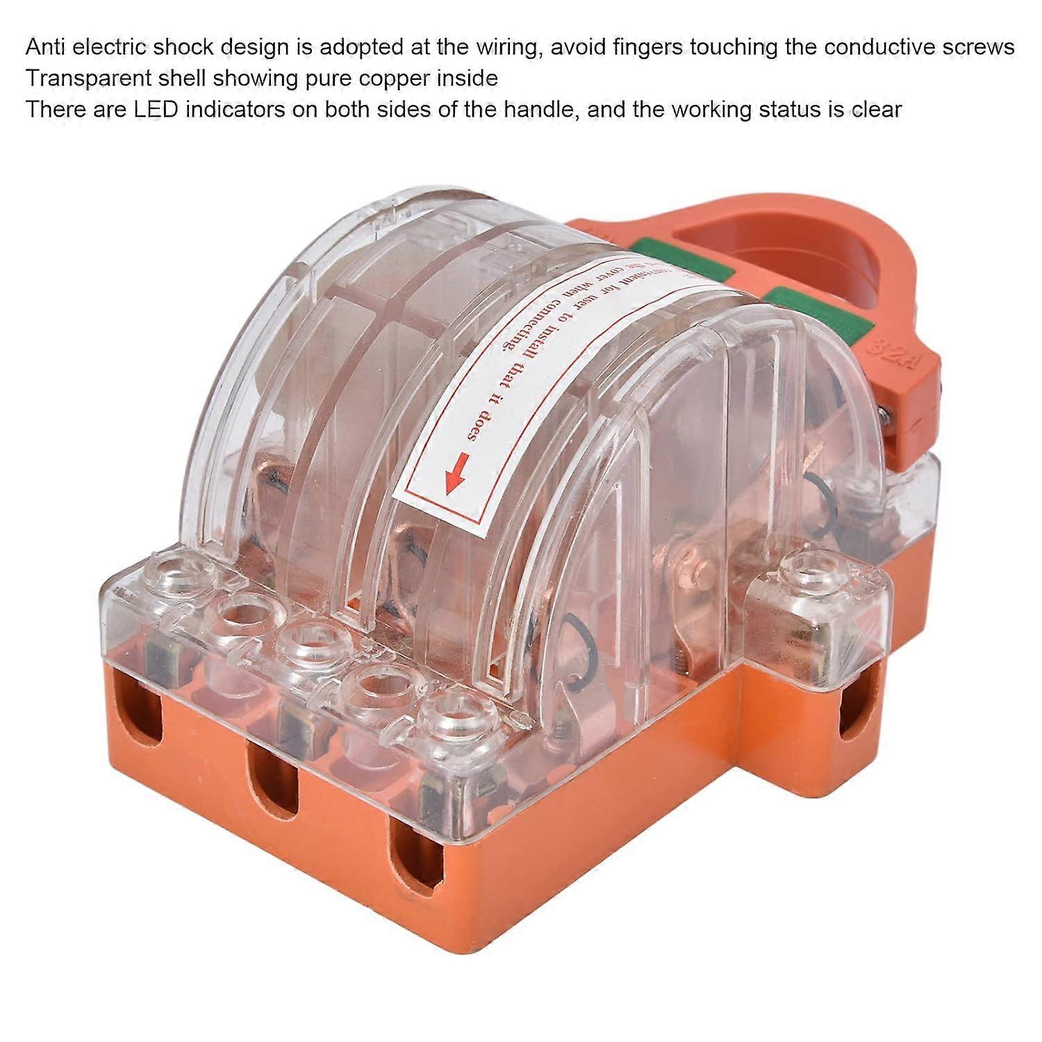 AC380V Safety Disconnect Switch 3 Pole 32A Double Throw Knife Circuit ...