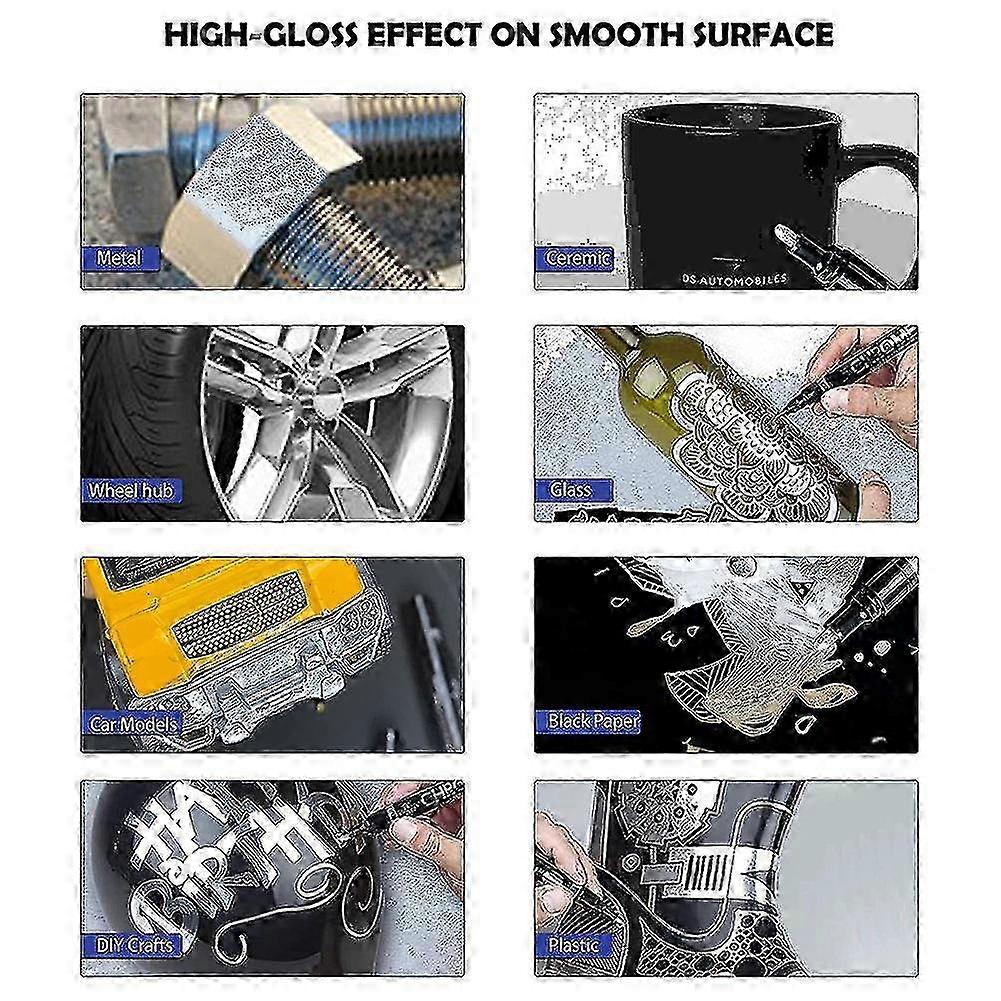 Permanent Reflective Markers, Silver Liquid Chrome Paint Pens Set of 3 ...