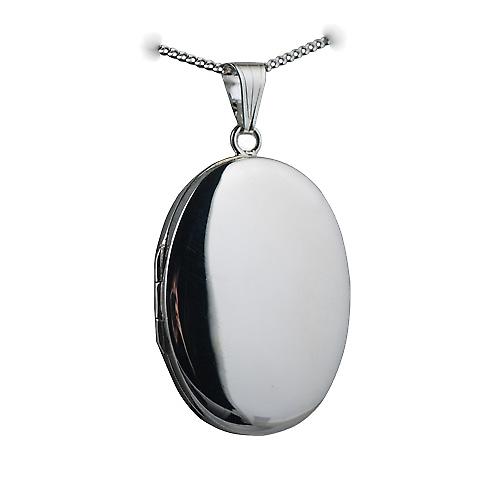 Silver 35x26mm plain oval Locket with a curb Chain 24 inches | Fruugo DK