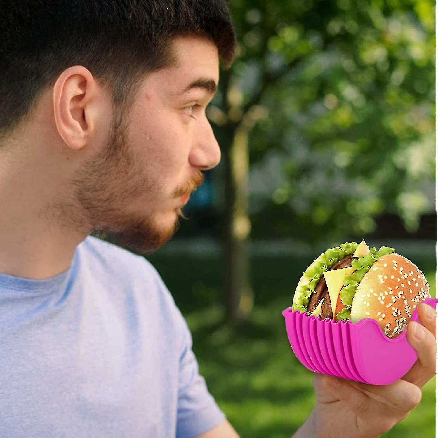 4pcs Adjustable Silicone Hamburger Holders, Fixed Hamburger Boxes ...