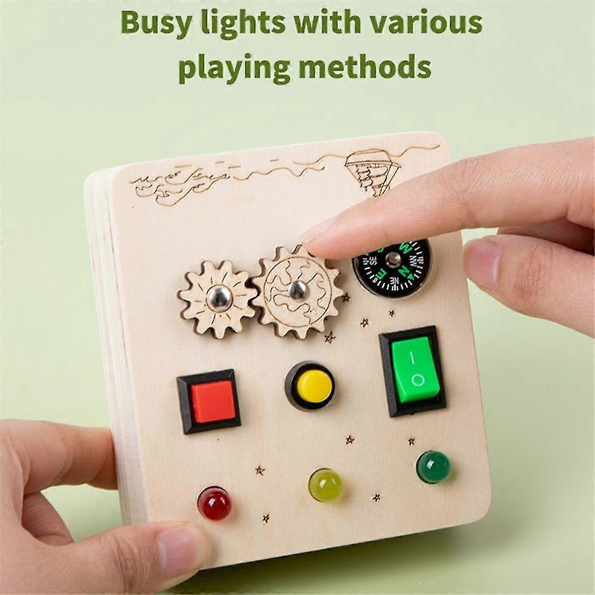 Compass Kids Busy Board Toys Wooden With Led Light Switch Control ...