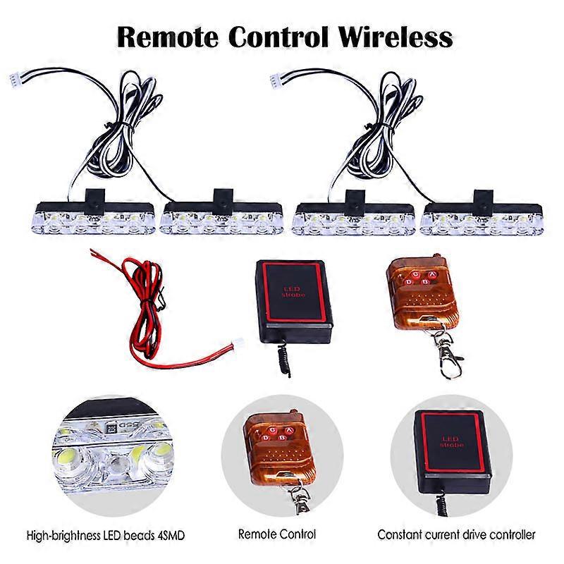 Grill LED car light Strobe Red Blue Emergency Remote Wireless Control ...