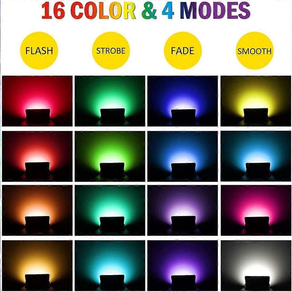 RGB LED Flood Light 100W Outdoor Floodlight with 24 Key Remote Control ...