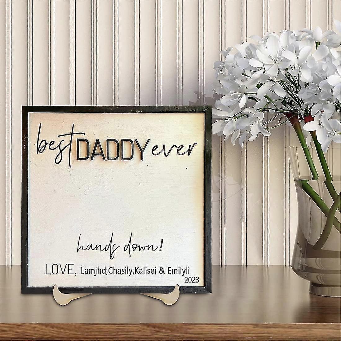 Best Dad Ever Hands Down Sign, Father's Day Diy Handprint Wooden Plaque ...