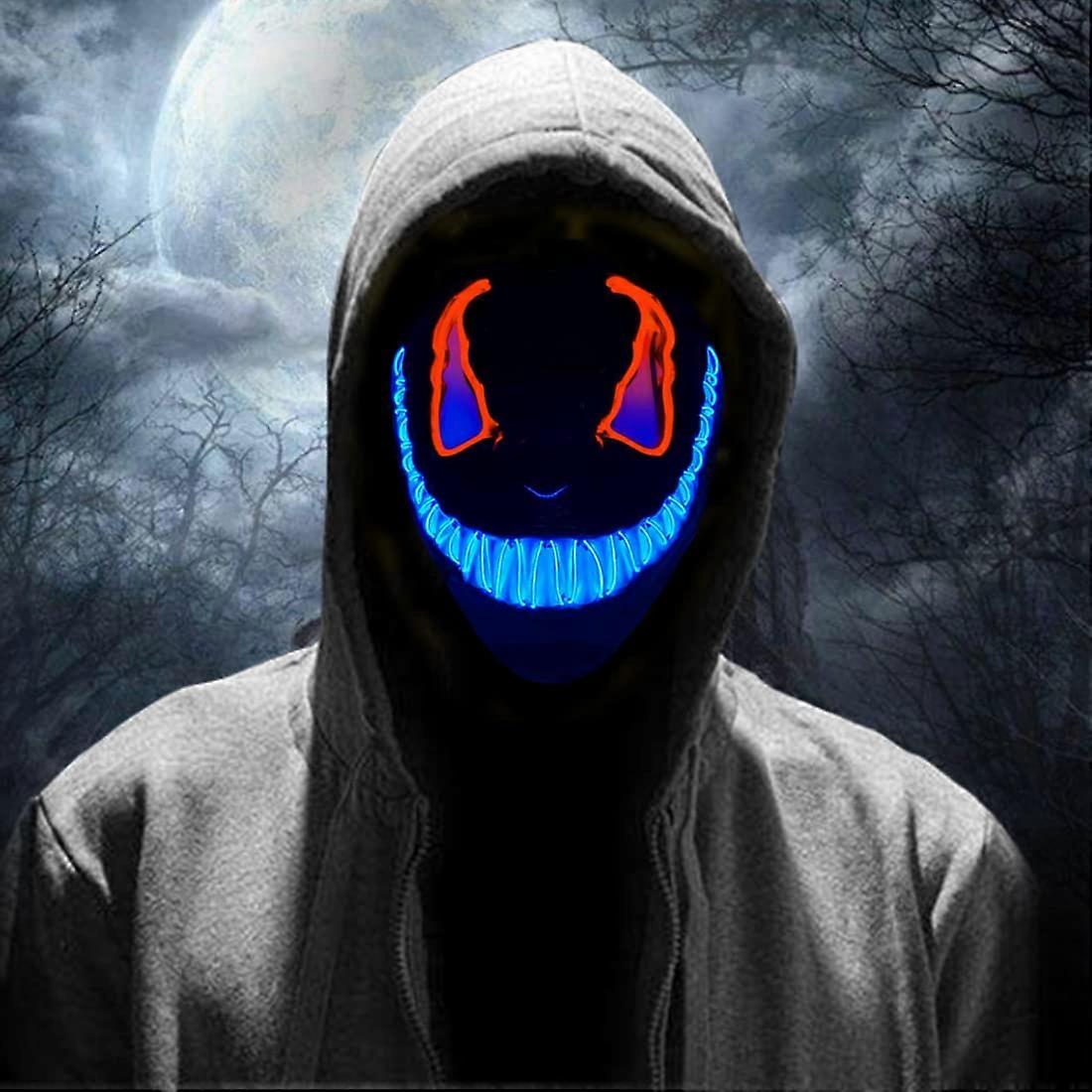 Halloween Mask LED Light Up Mask for Adults Neon Glow Masks with Dark ...